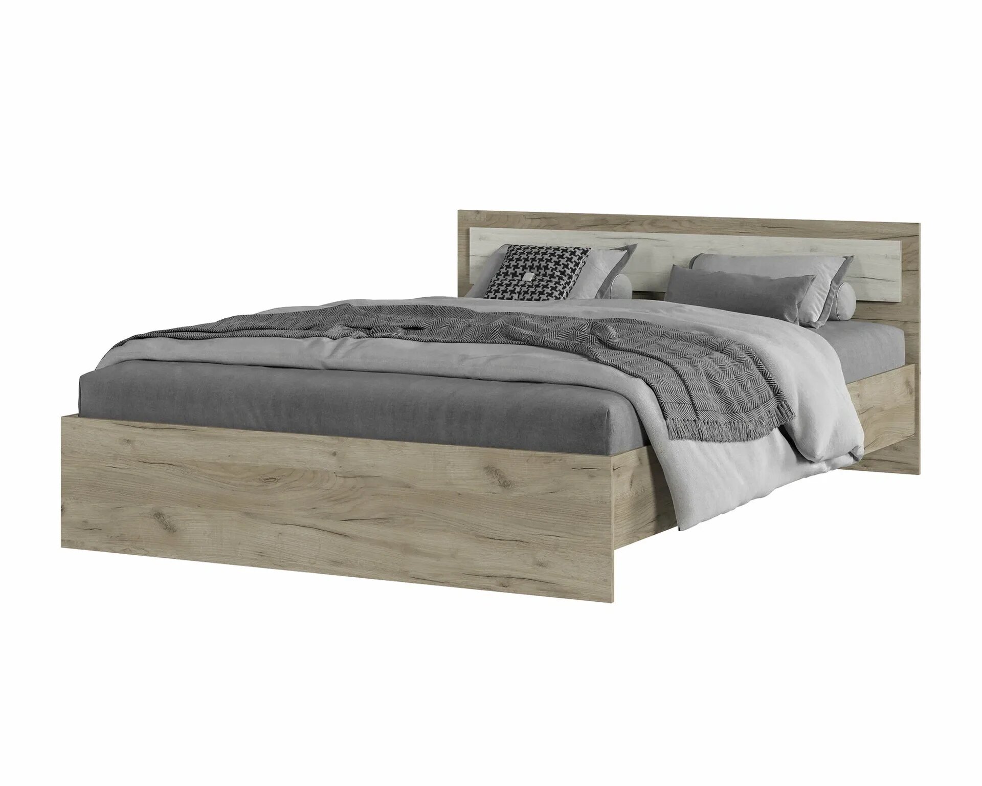 Кровать односпальная КР 609 «гармония» 120х200, дуб крафт белый/дуб крафт серый (1252х2032х780)