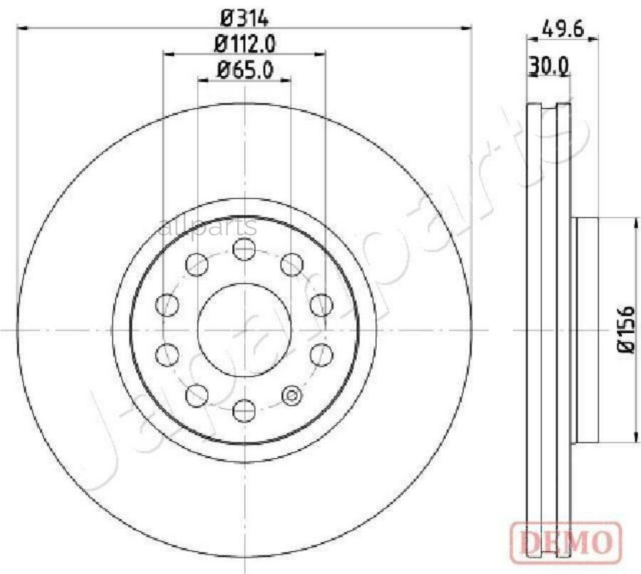 JAPANPARTS DI-0933C Диск тормозной передний вентилируемый