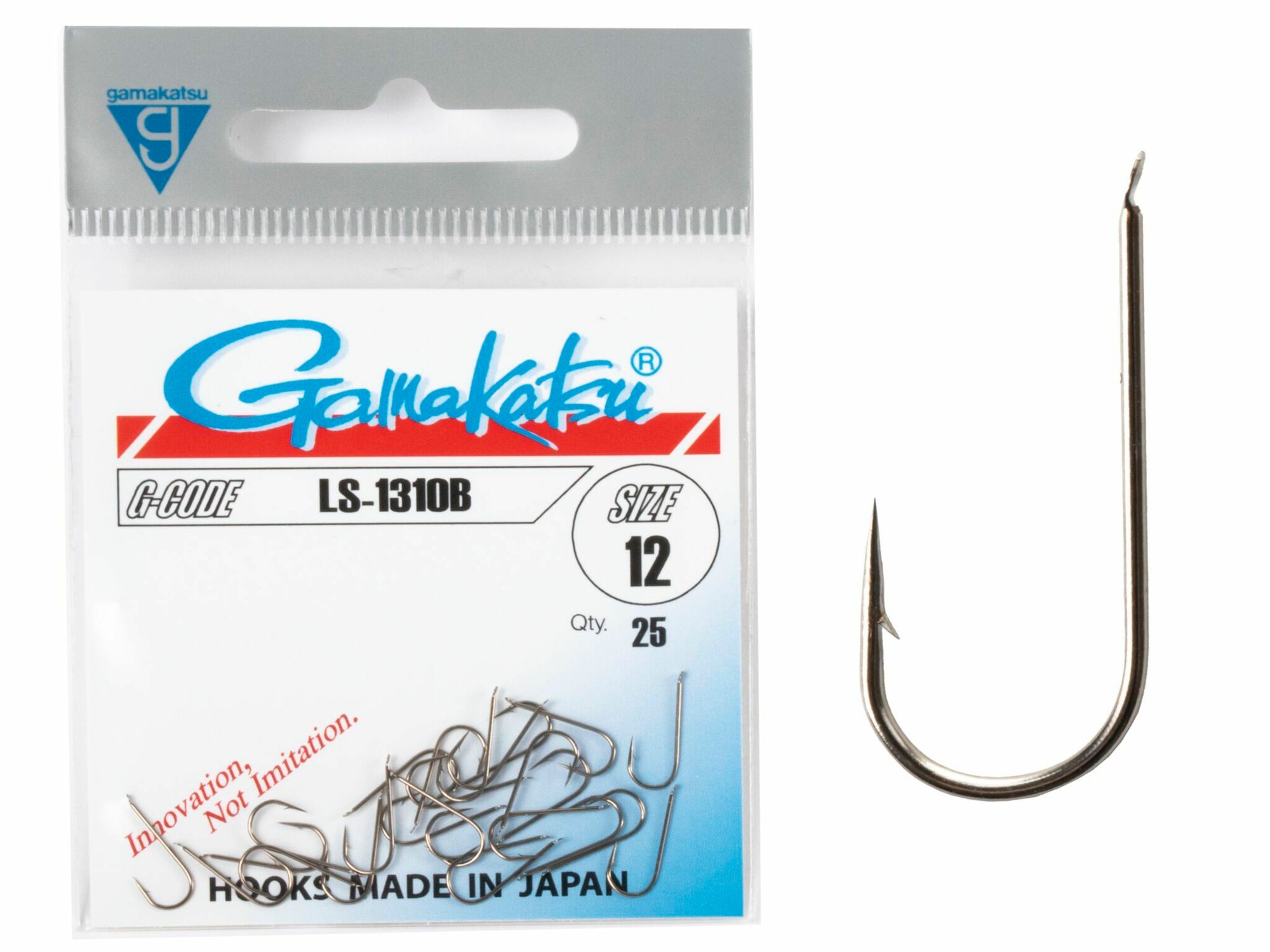 Крючки для рыбалки одноподдевные металлические набор на щуку и сома, Gamakatsu LS-1310B HOOKS BRONZE разм. 12 25шт. по 1 упак, снасти карповые летние Япония
