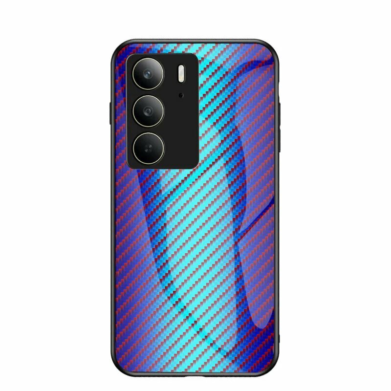 Чехол Realme C75 синий, карбон, стекло, бампер