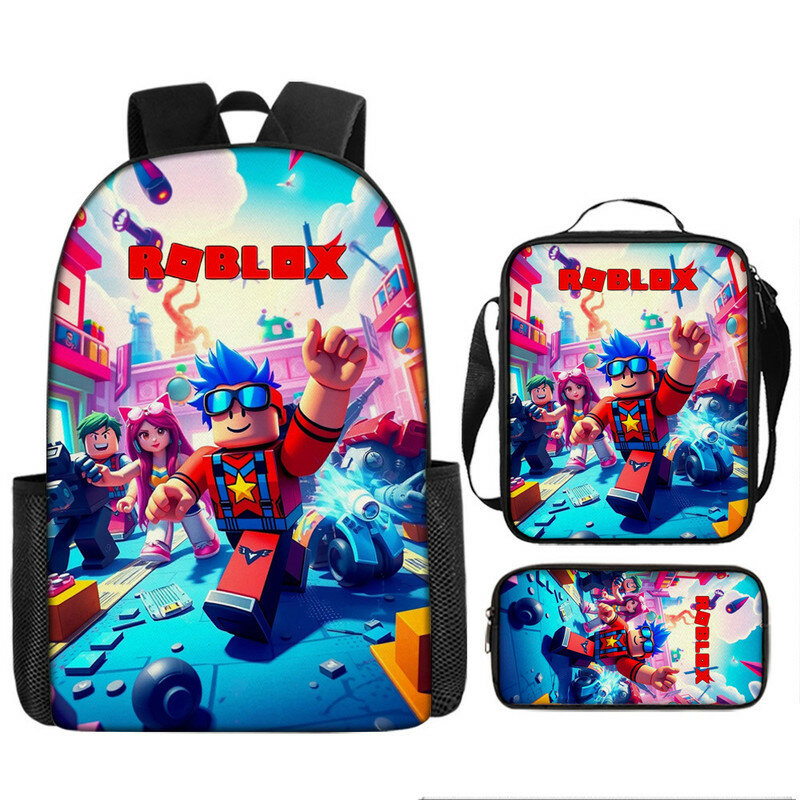 Сумка школьная трех частей / Roblox /с чехлом для карандашей и сумка мессенджер