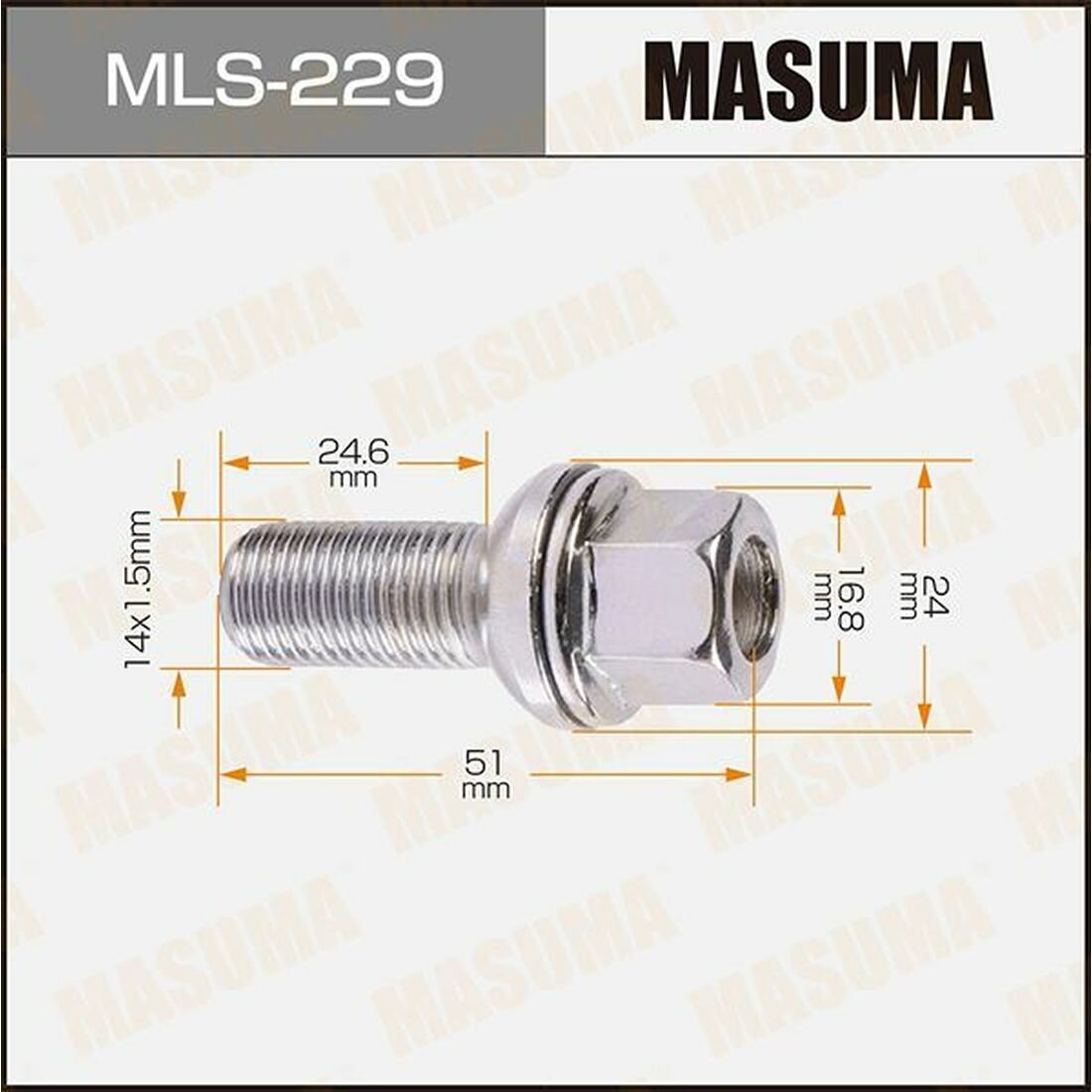 Болт колесный M14x1.5(R) ключ 17 Masuma MLS-229