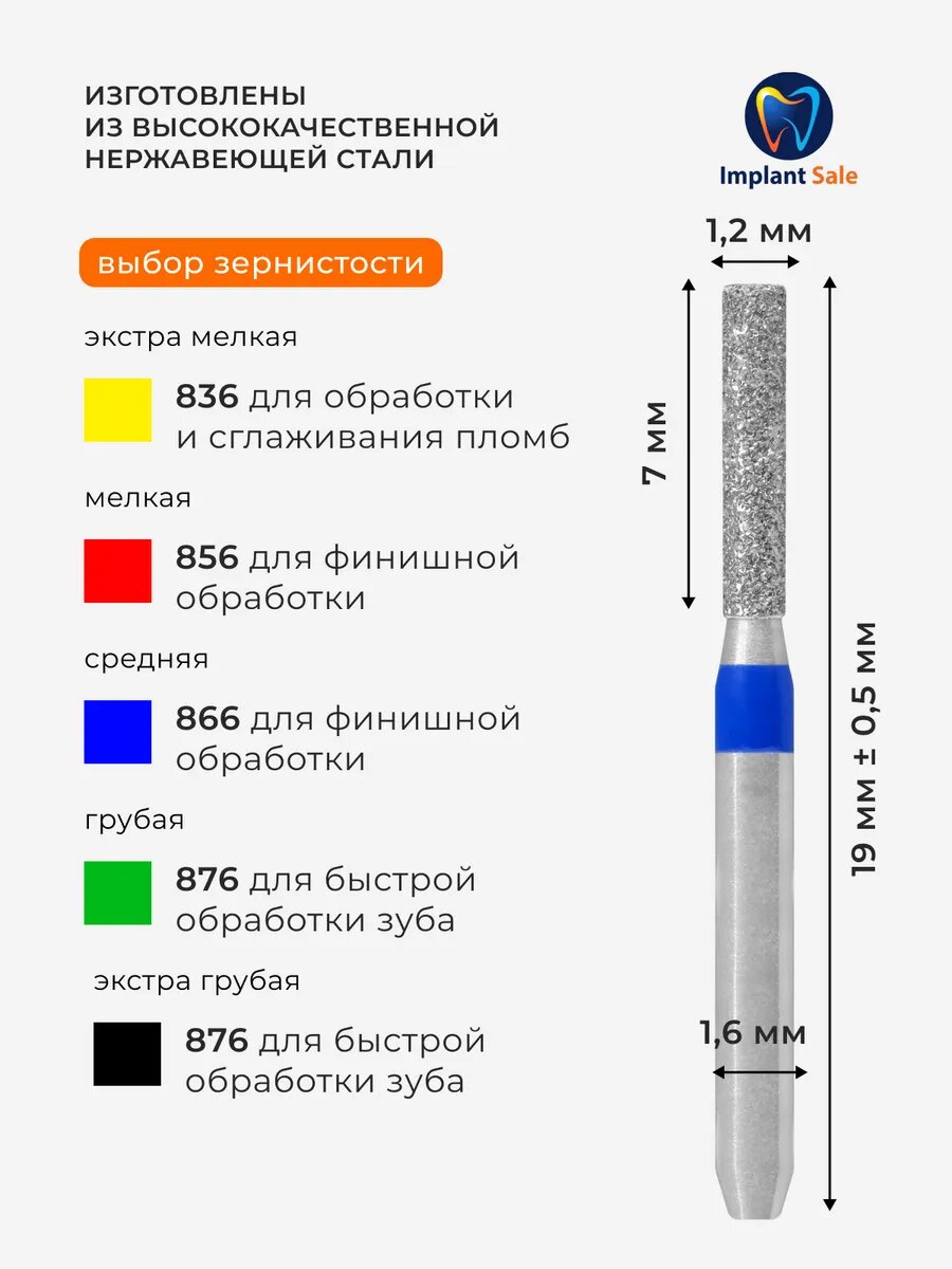 Стоматологический бор Кристалл, для препарирования зубов, 5шт