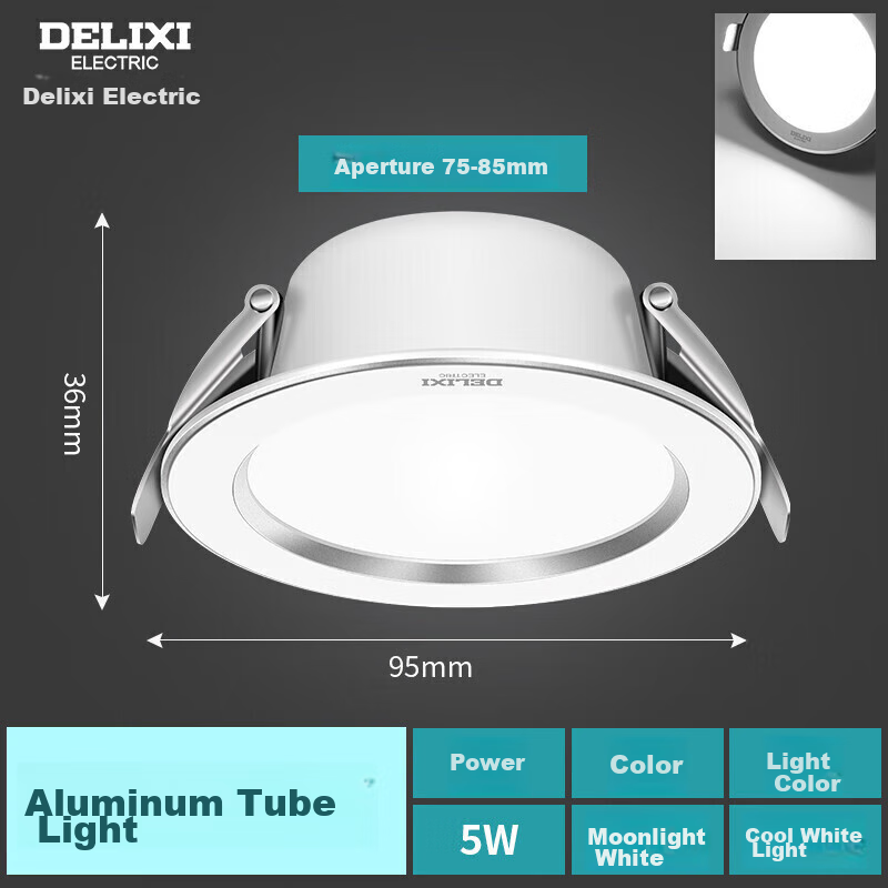 DELIXI LED Downlight, Ceiling Light, Recessed Spotlight, Downlight [Full Aluminum, 4.5W Cool White Light], Bright Moon White