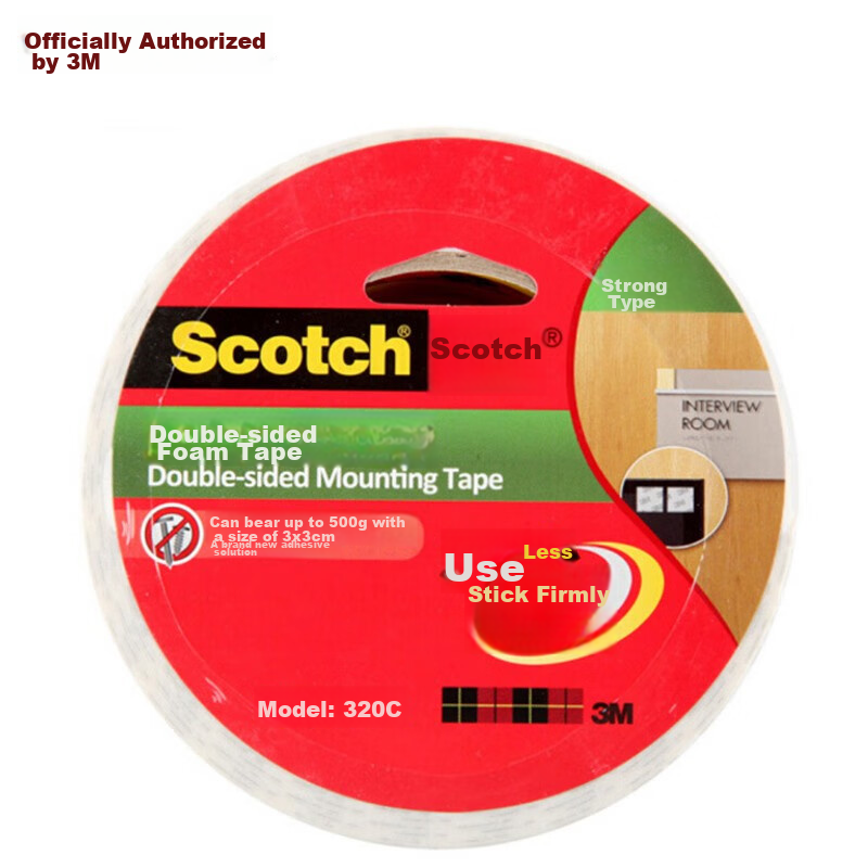 3M Scotch Foam Double-Sided Tape, Strong Foam Adhesive Tape, Office Supplies, 320C Wide 36mm * Length 5.5m