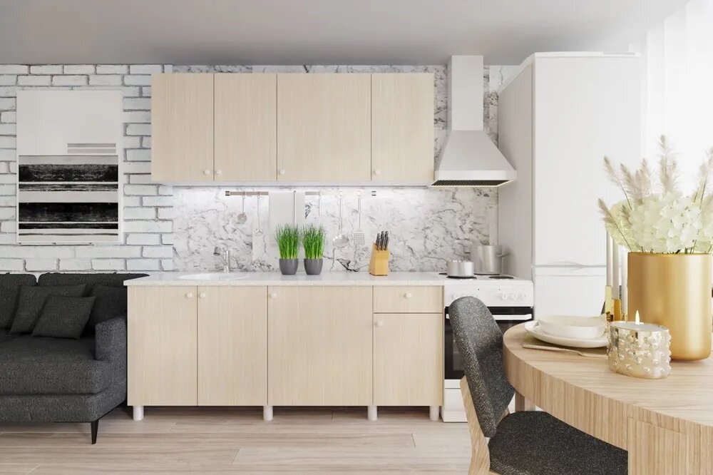 Кухня "POINT" 180, (Феррара), 1800х2108х600 мм, ЛДСП, Горизонт