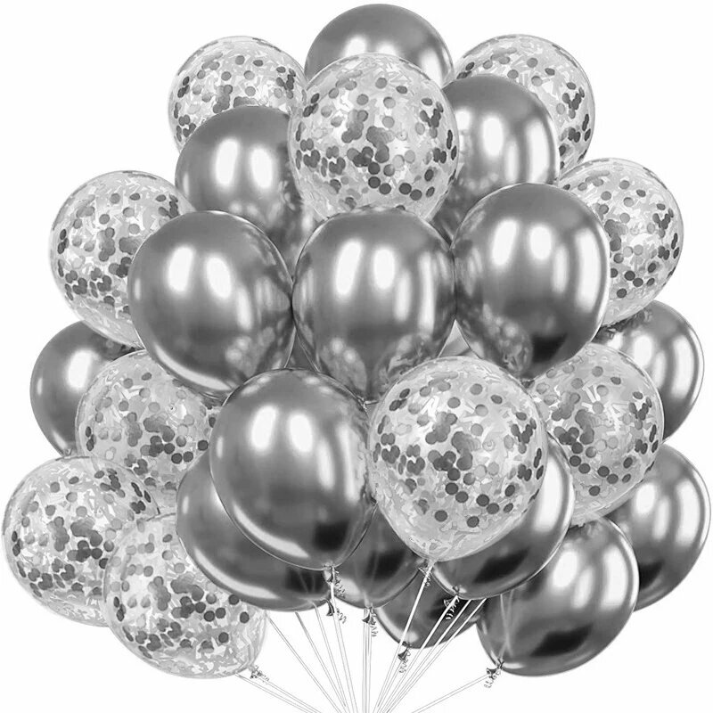 Металлические шары Globos 12 дюймов золотые/серебряные Серый, silver, 12 дюймов, 20pcs