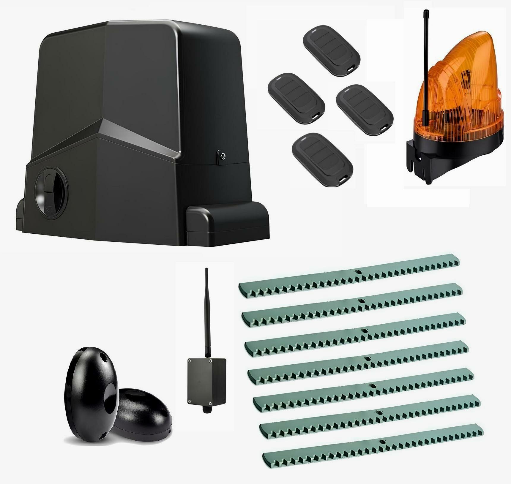 Автоматика для откатных ворот ARW-600MKIT FULL7-1K-BT-T4, комплект: привод, 4 пульта, лампа, фотоэлементы, 7 реек, Bluetooth-модуль