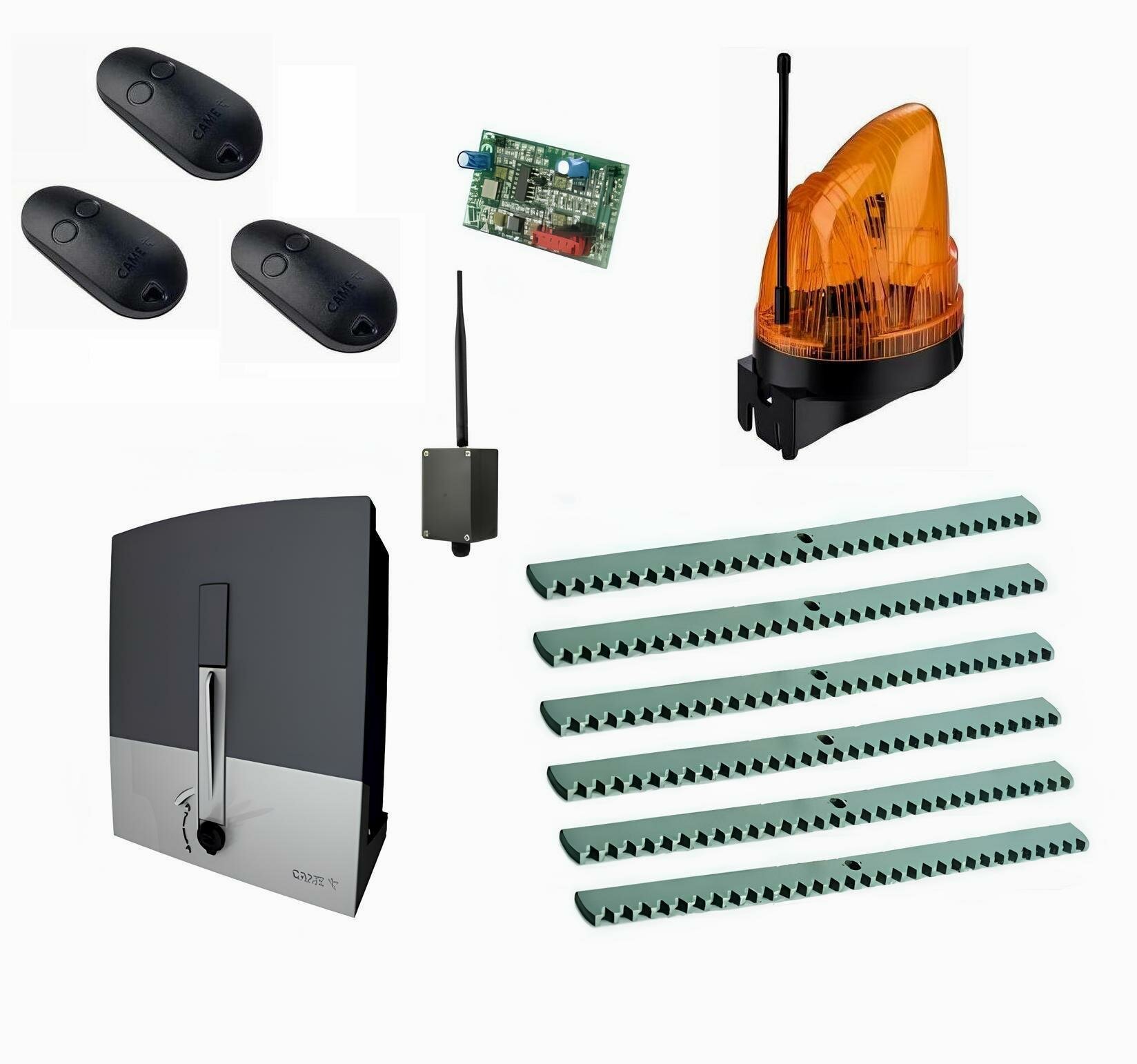 Автоматика для откатных ворот BXL04AGS KIT6-LK2-BT-Т3, комплект: привод, радиоприемник, 3 пульта, лампа, 6 реек, Bluetooth-модуль