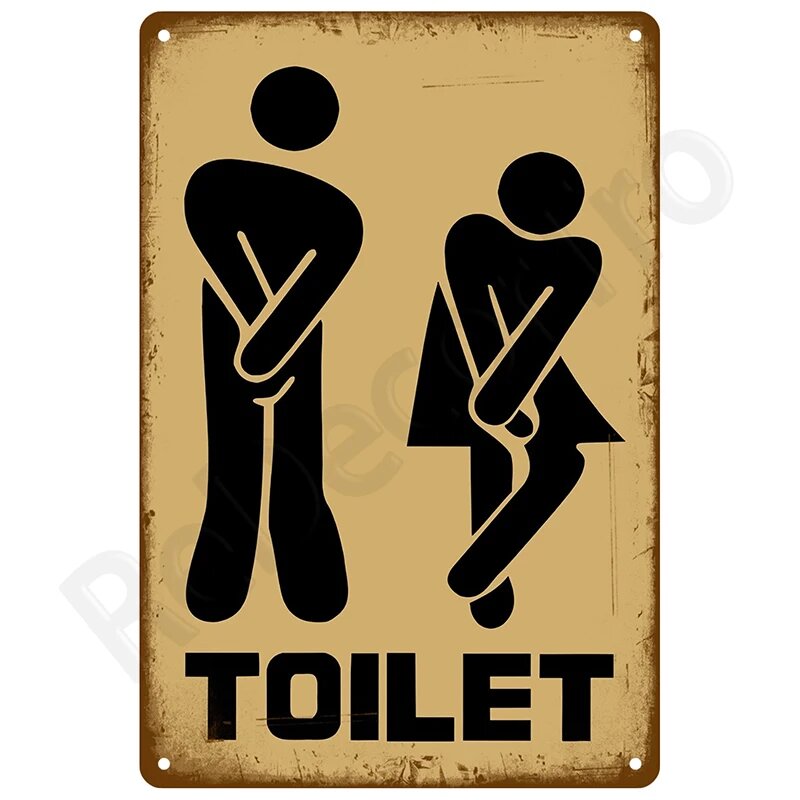 Ретро вывеска "Toilet" на жестяном фоне, AZZTHB 41426