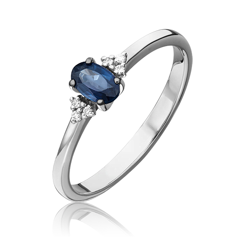 Кольцо, белое золото, 585 проба, сапфир, бриллиант