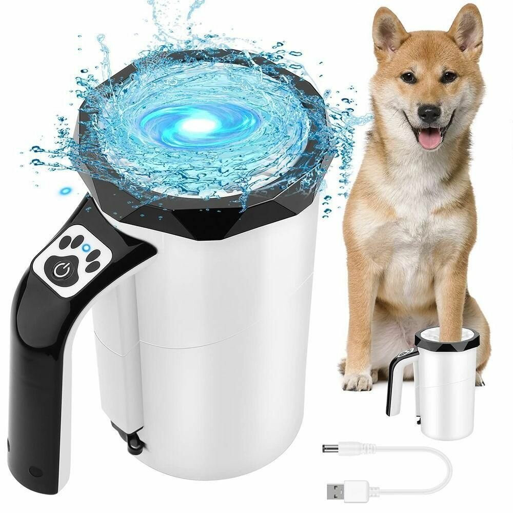 Средних и крупных собак переносная силиконовая щётка и стакан, Лапомойка для собак и кошек переносная, Прямой и обратный режим,7,4 В безопасное напряжение, с ручкой,