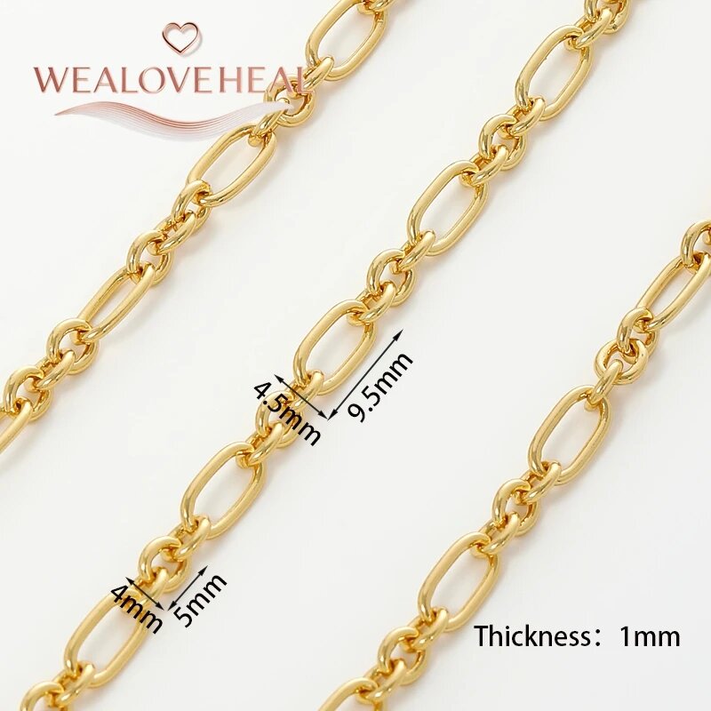 Цепочки для рукоделия WEALOVEHEAL латунные позолоченные 18К 4,5x9,5 мм 1 метр