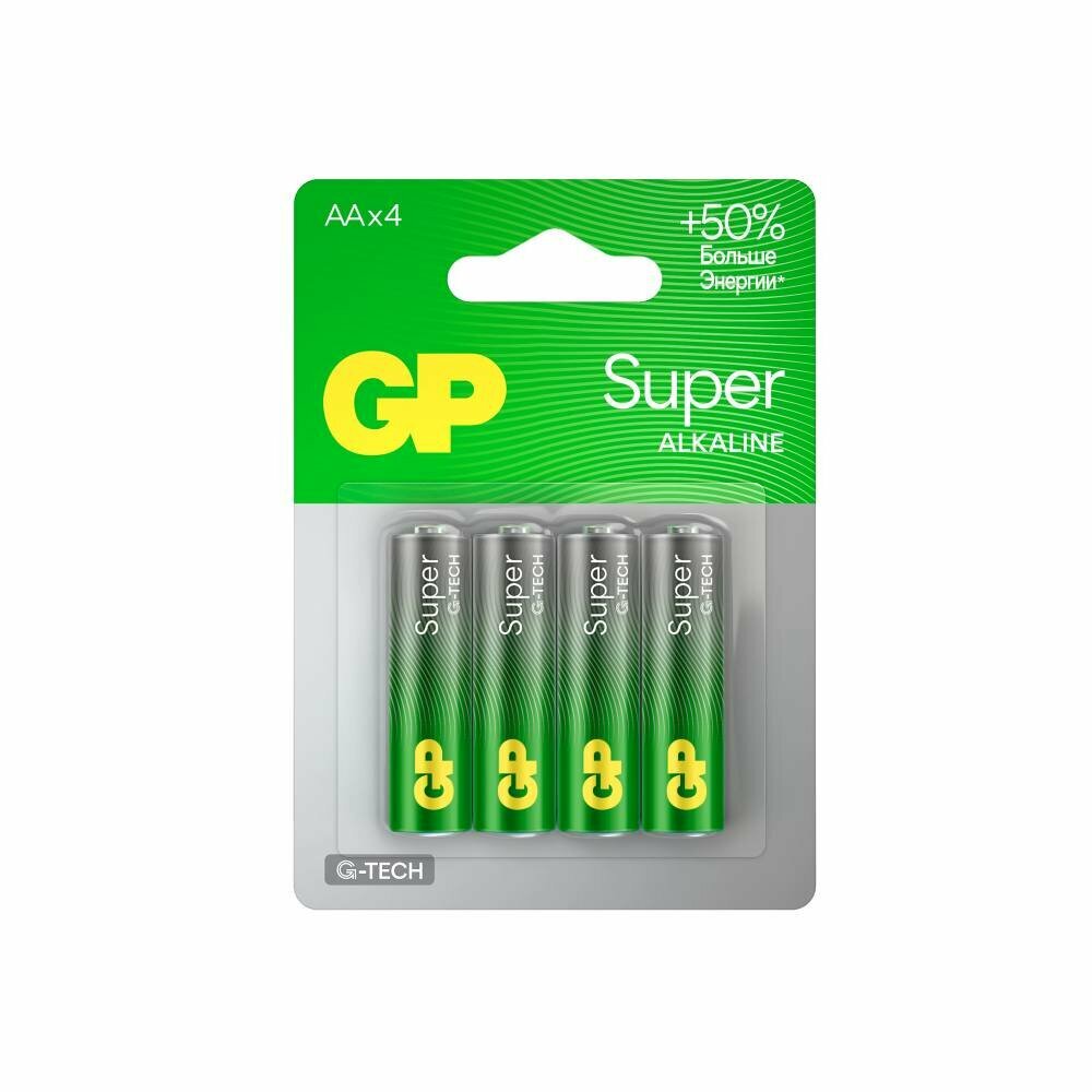 Элемент питания AA Super Alkaline (LR6, 4 шт) GP GP15AA21-2CRSBC4