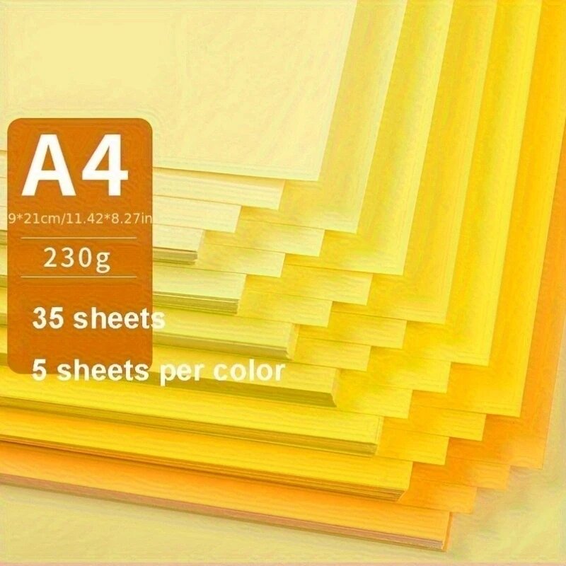 Цветной картон A4 230g, Yellow, 35 листов