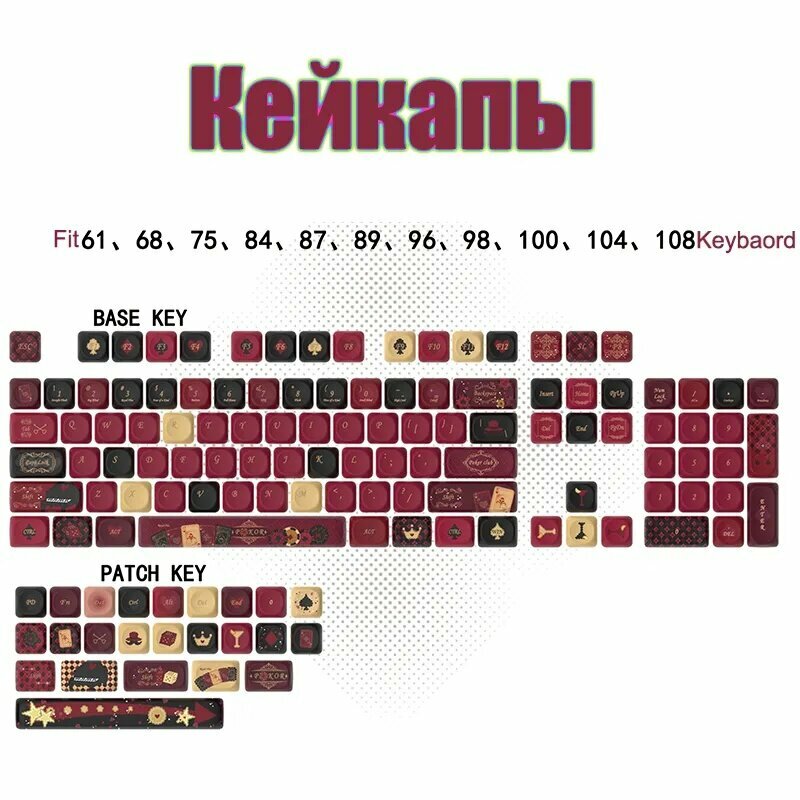 Кейкапы MOA, PBT, 130 кнопок, 68 клавиша, RGB-подсветка, для механической клавиатуры