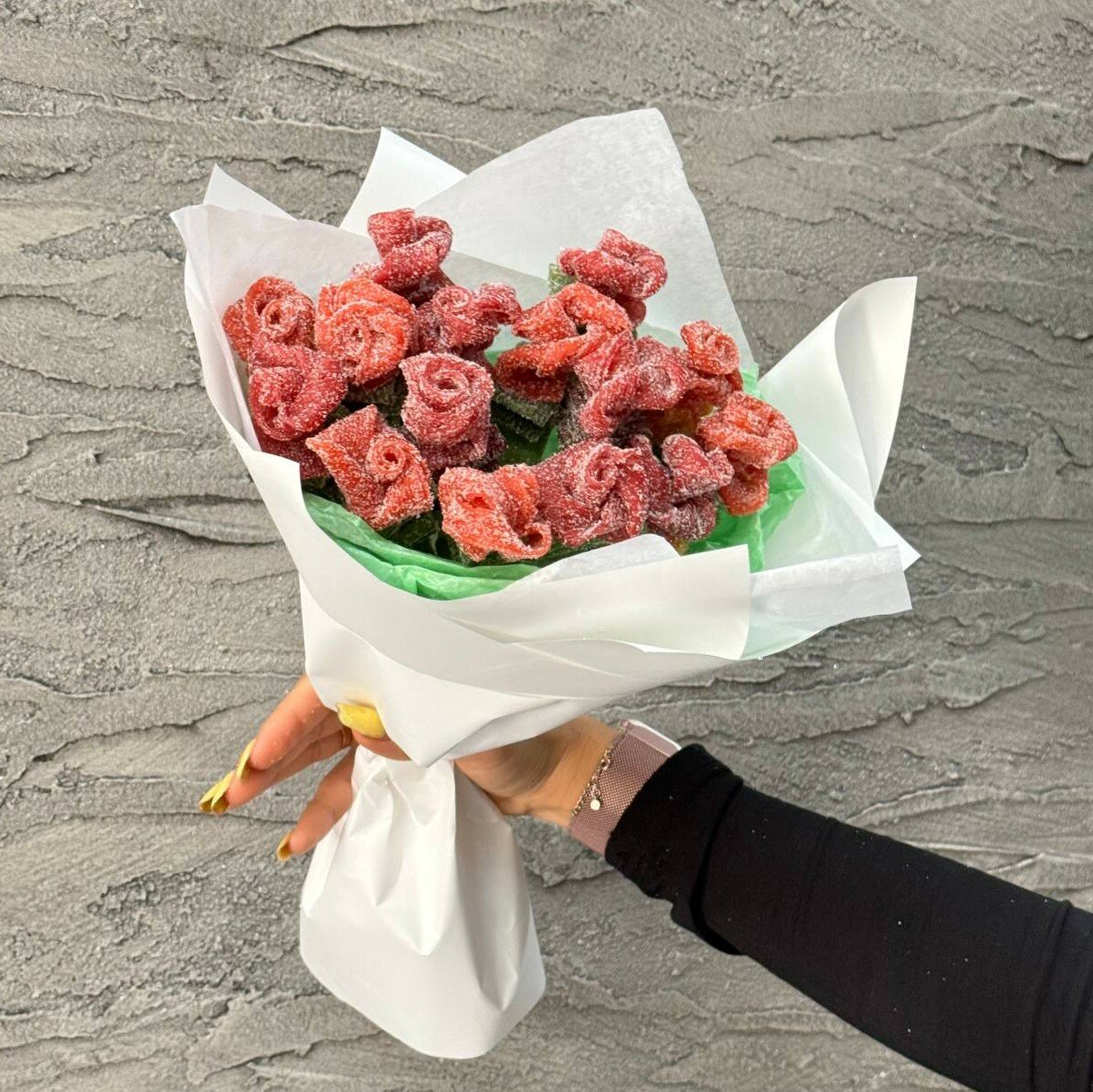 Сладкий съедобный букет из мармелада. Мармеладные розы. Вкусные цветы