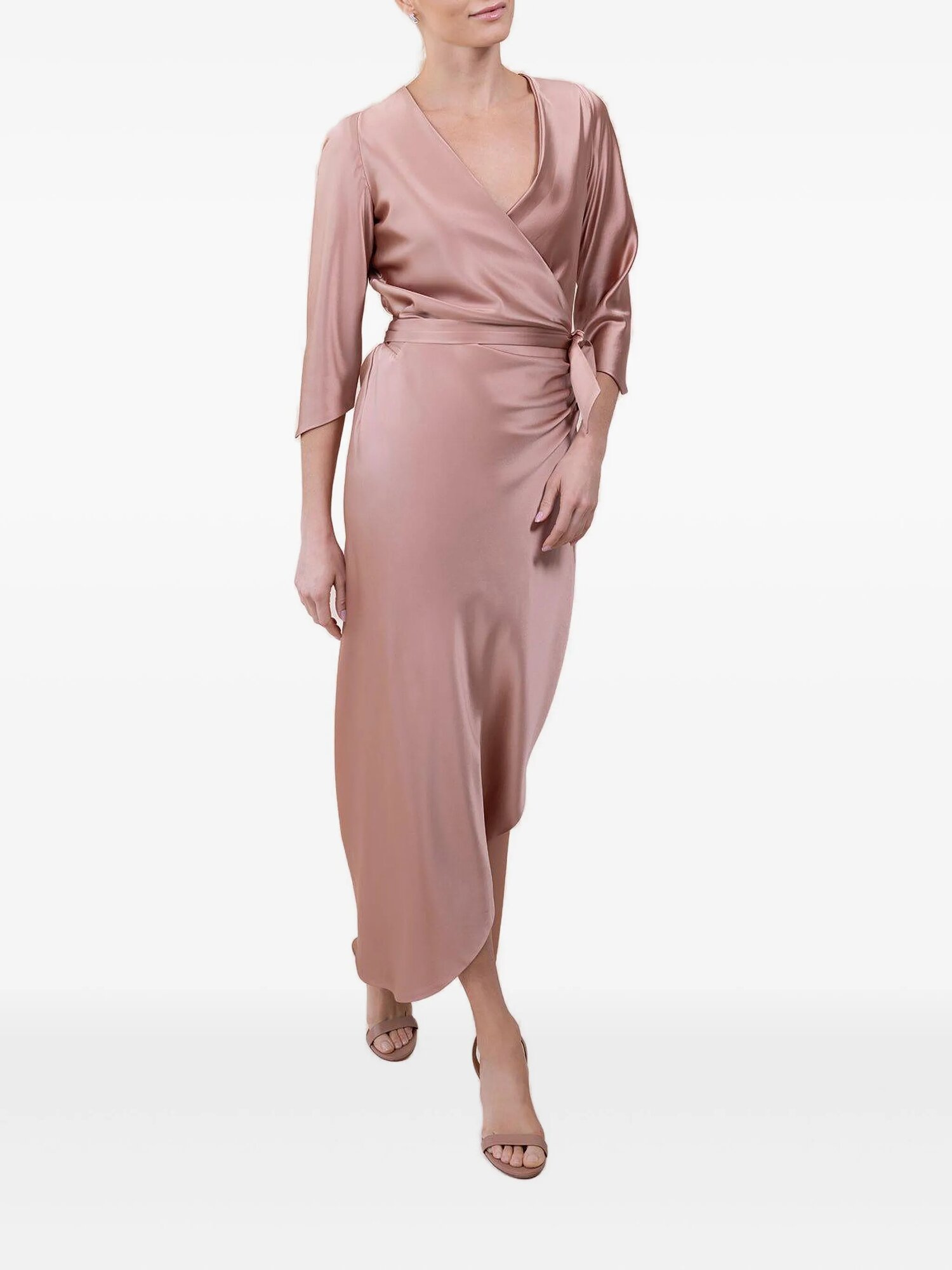 Платье Peter Cohen V-neck wrap dress, размер 42, коралловый/розовый — фото 1