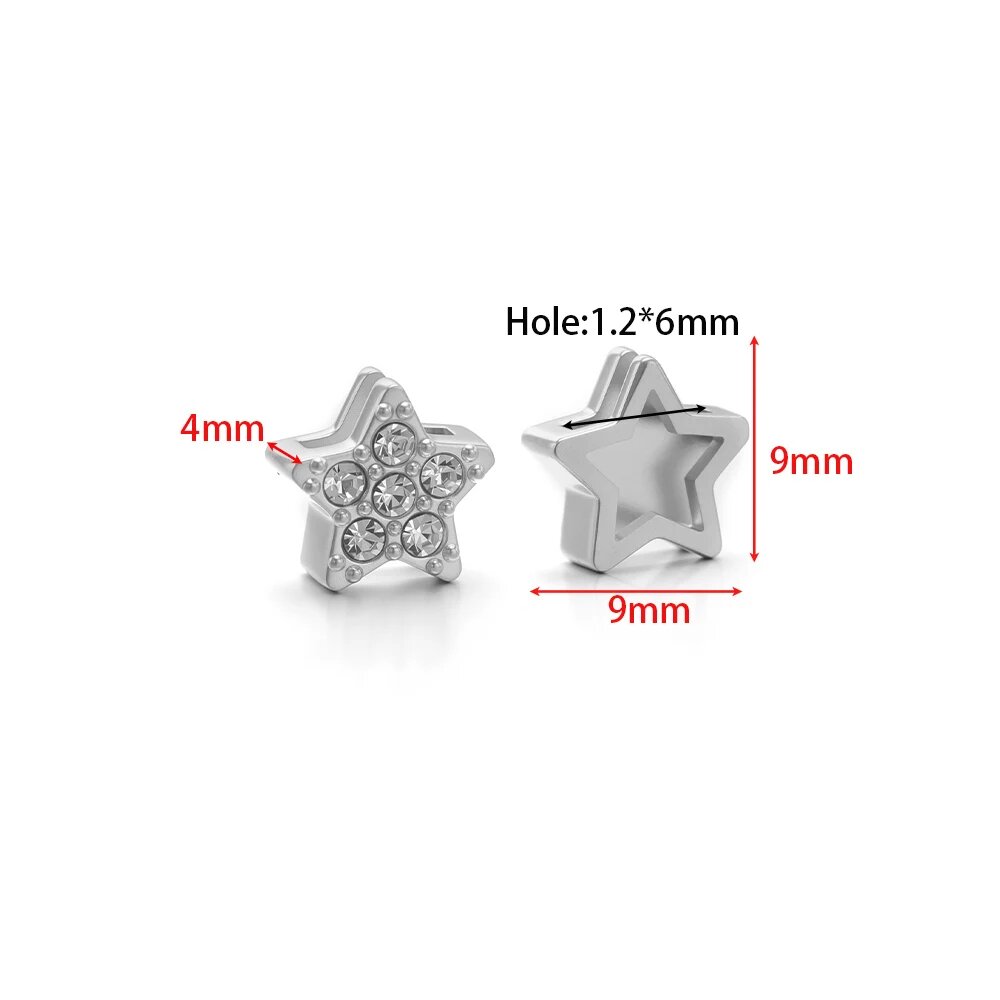 Бусины Oklayn из нержавеющей стали с цирконом 5 шт. Star STwh