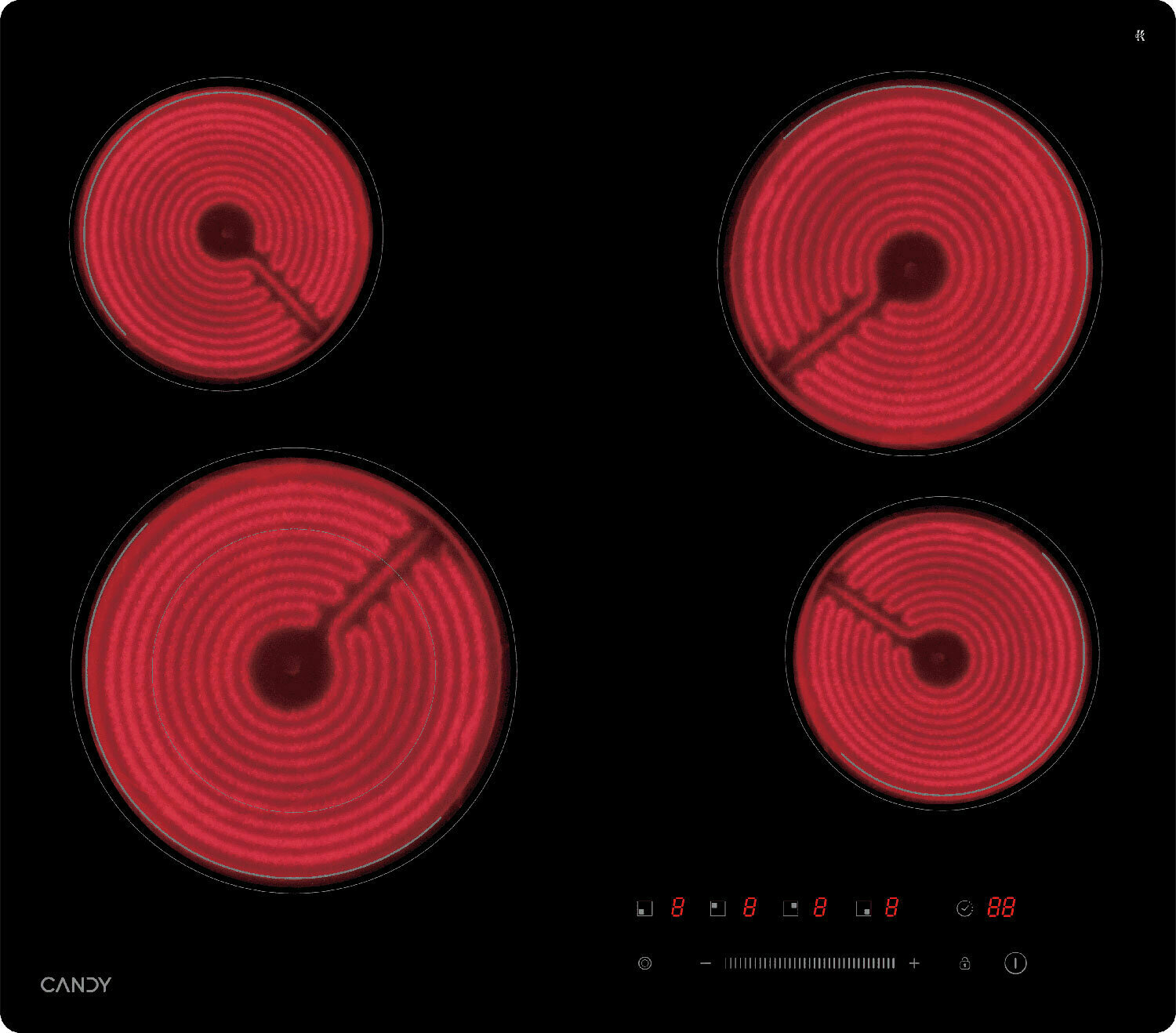 Варочная панель Candy CHXC64DB (TD0050733RU) черный, 4 конфорки, 6,4кВт, Hi-Light, сенсорное управление
