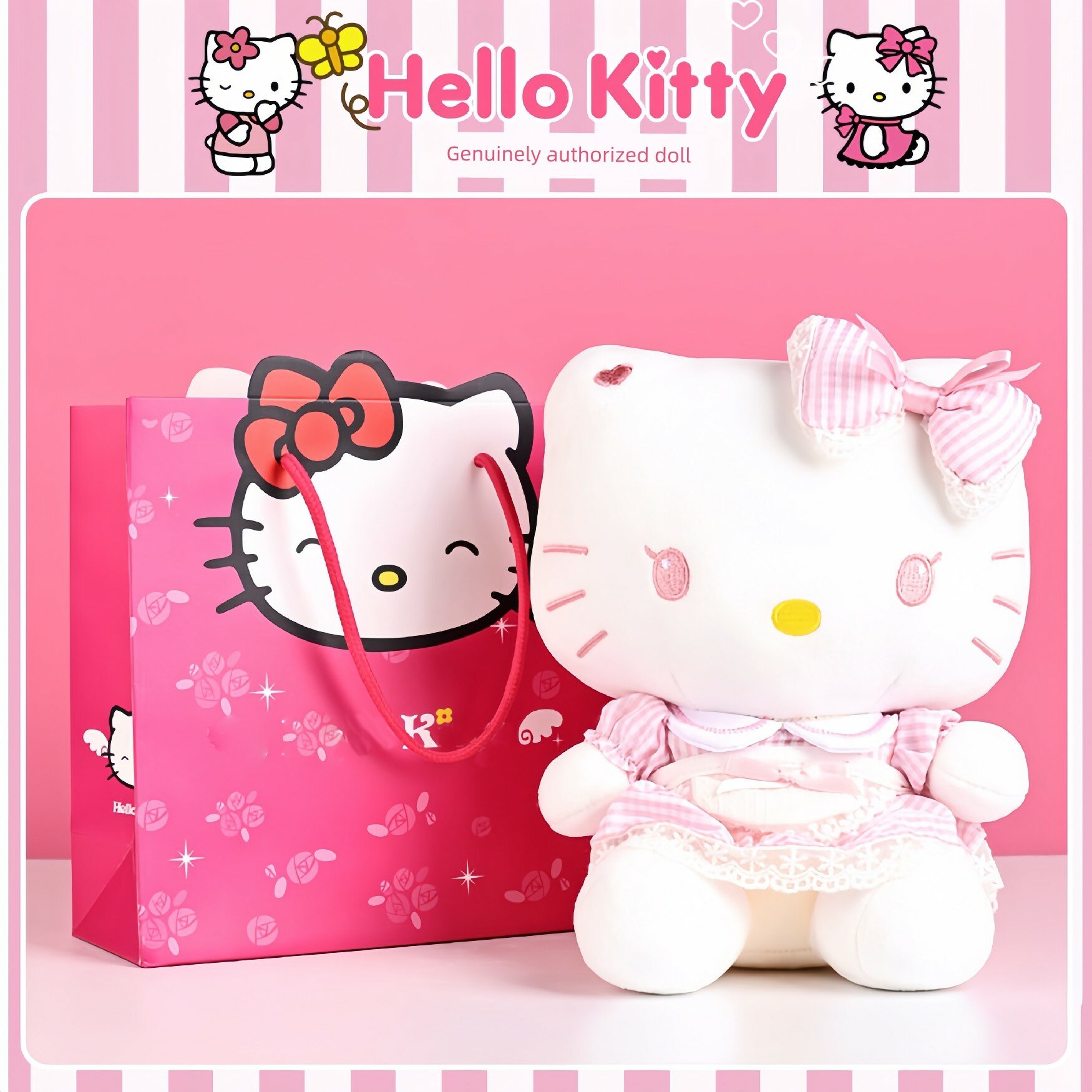 Официальная плюшевая кукла Hellokitty в стиле Лолита, розовый цвет, подарок на день рождения для девочек, высота 30 см