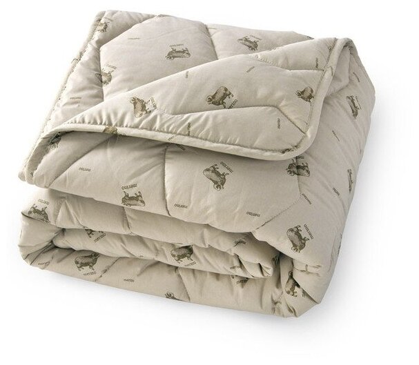 Одеяло (220х200) из Овечьей Шерсти (300 г) тик смесовой, евростандарт