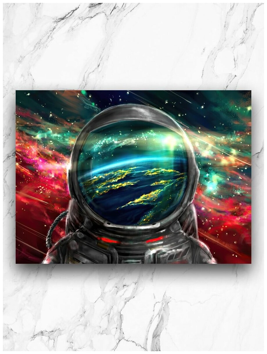 Картины для интерьера на холсте 60х80 см/ Космонавт Земля