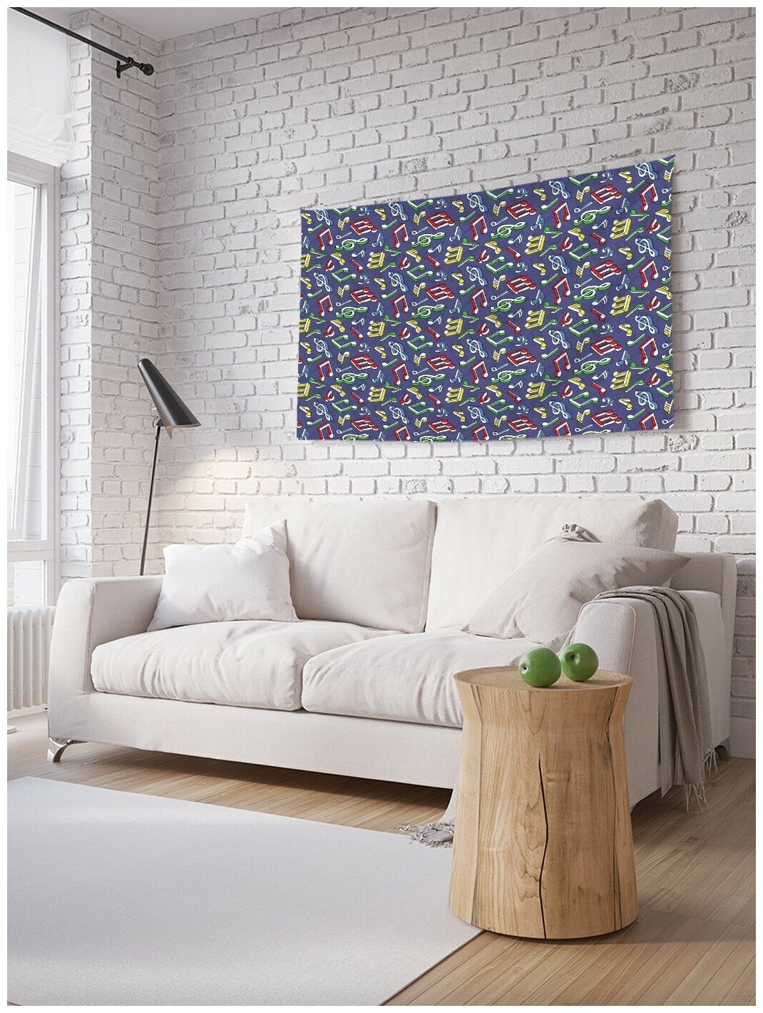 Фотопанно на стену горизонтальный постер 100х150 "Объемные ноты", JoyArty