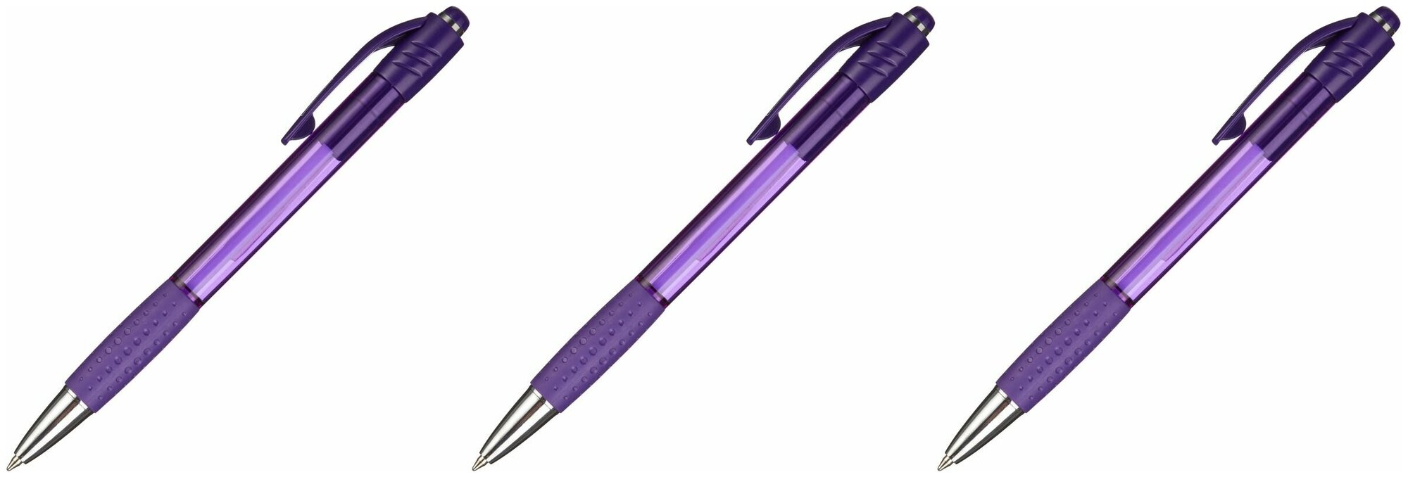 Attache Ручка шариковая автоматическая Happy, фиолетовый корпус, синий, 3 шт