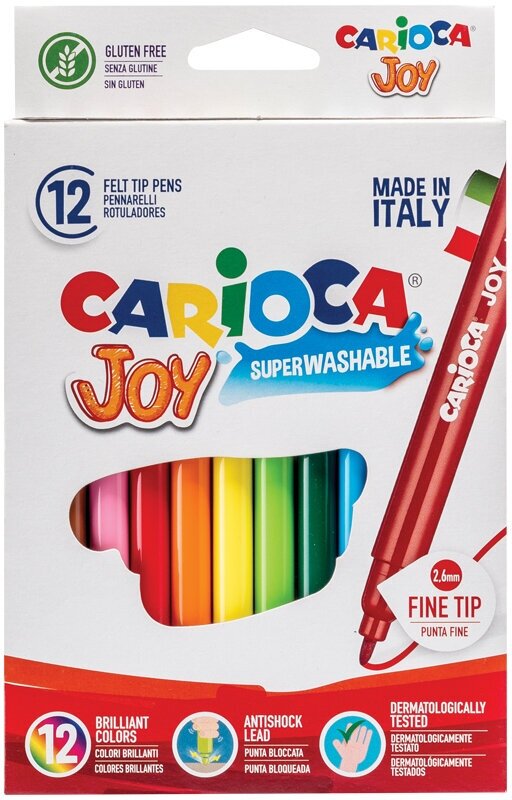 Фломастеры "CARIOCA JOY", 12 цв, картон/уп, европодвес