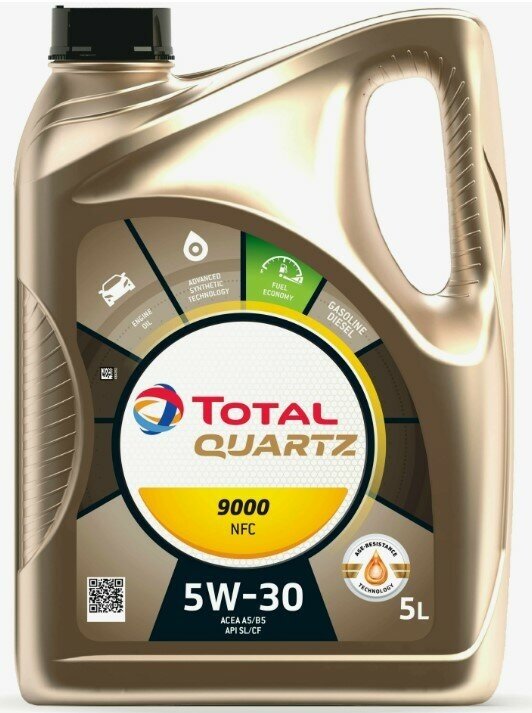 Синтетическое моторное масло TOTAL Quartz 9000 NFC 5W-30, 5 л, 5 л