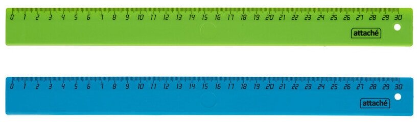 Линейка Attache 30 см пластиковая (2 штуки в уп) 744215