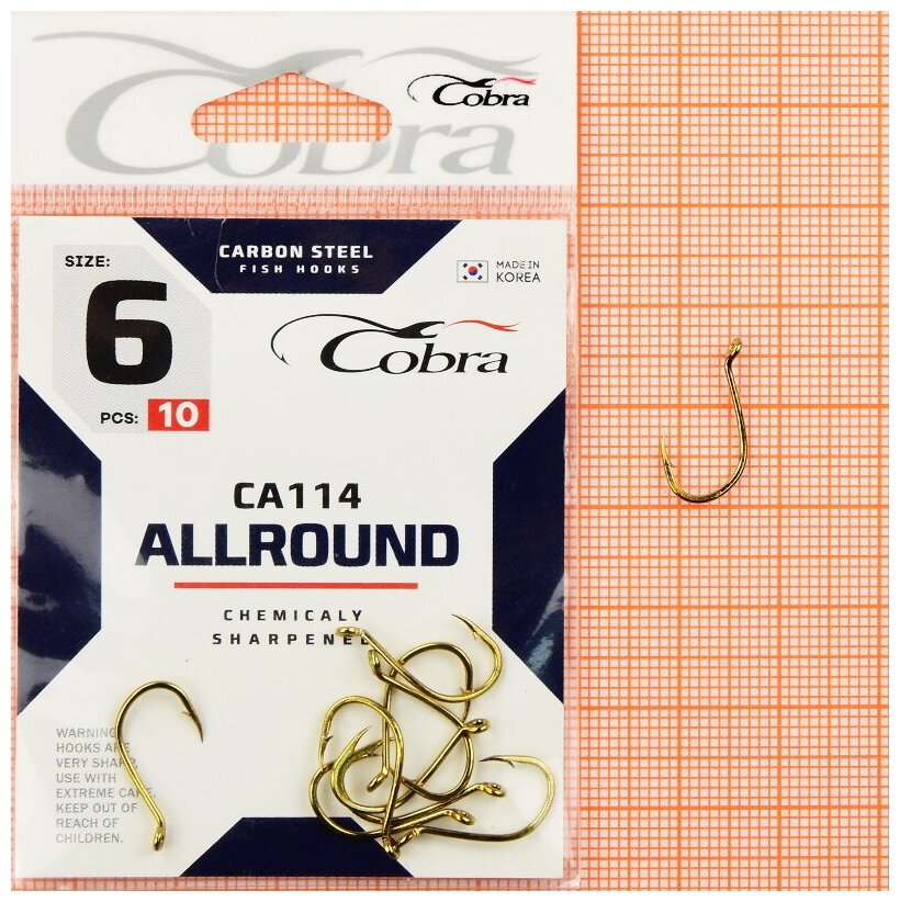 Крючки Cobra ALLROUND серые CA114 размер 006 10шт