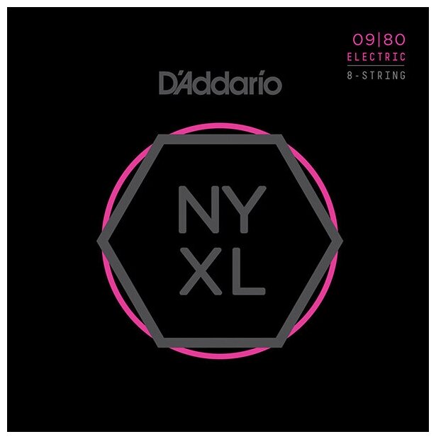 NYXL0980 NYXL Комплект струн для 8-струнной электрогитары, Super Light, 09-80, D'Addario