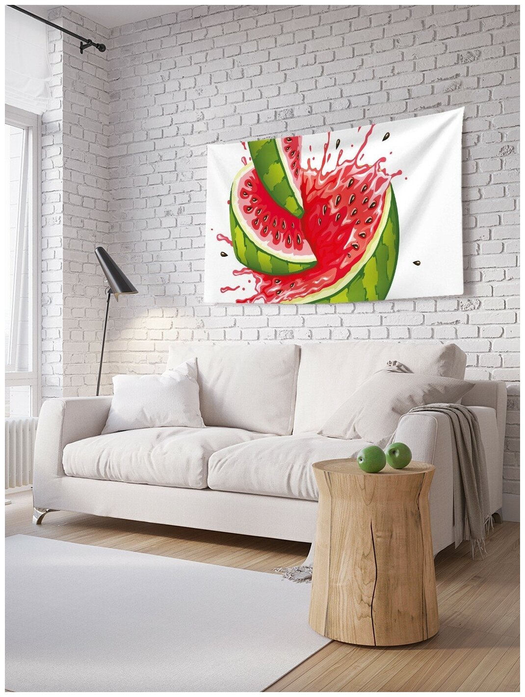 Горизонтальное фотопанно JoyArty на стену "Сочный полосатый арбуз", 100x150 см