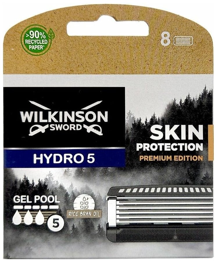 Wilkinson Sword Hydro 5 Skin Protection Premium Edition / Schick / Сменные кассеты для бритв Hydro Sense, 8 шт.