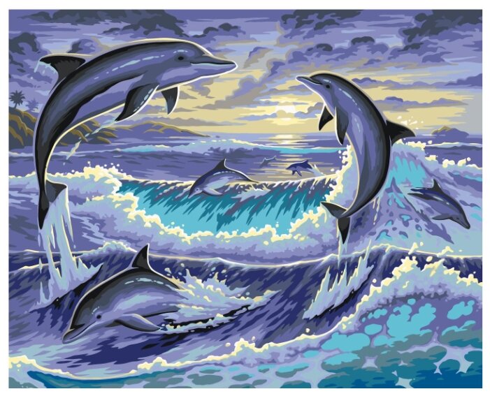 Танец дельфинов Раскраска по номерам на холсте Живопись по номерам