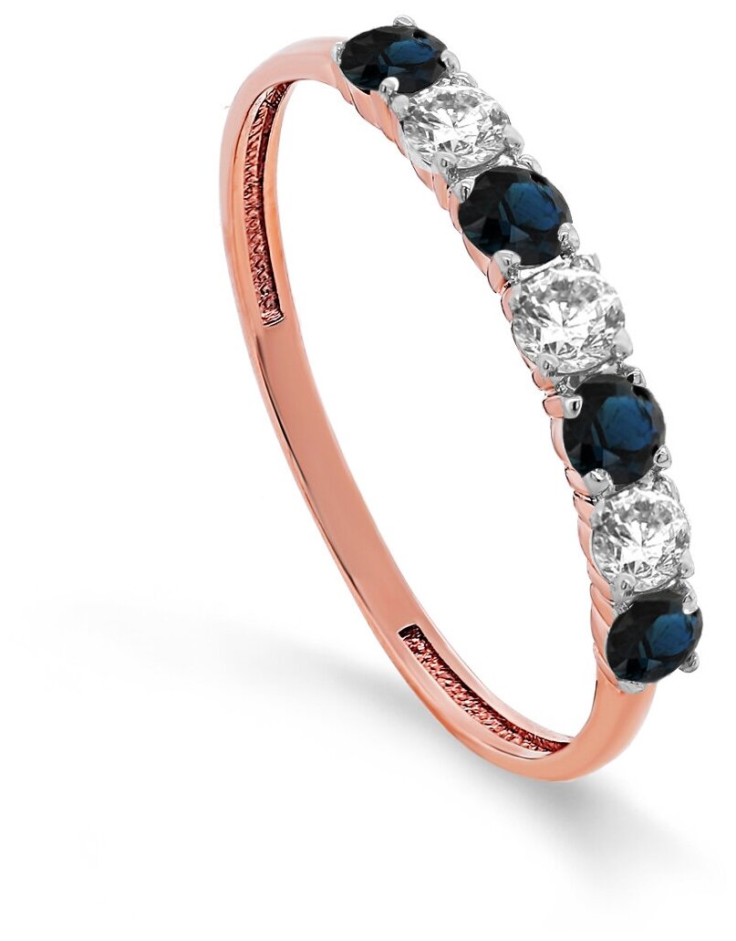 Кольцо, красное золото, 585 проба, бриллиант, сапфир