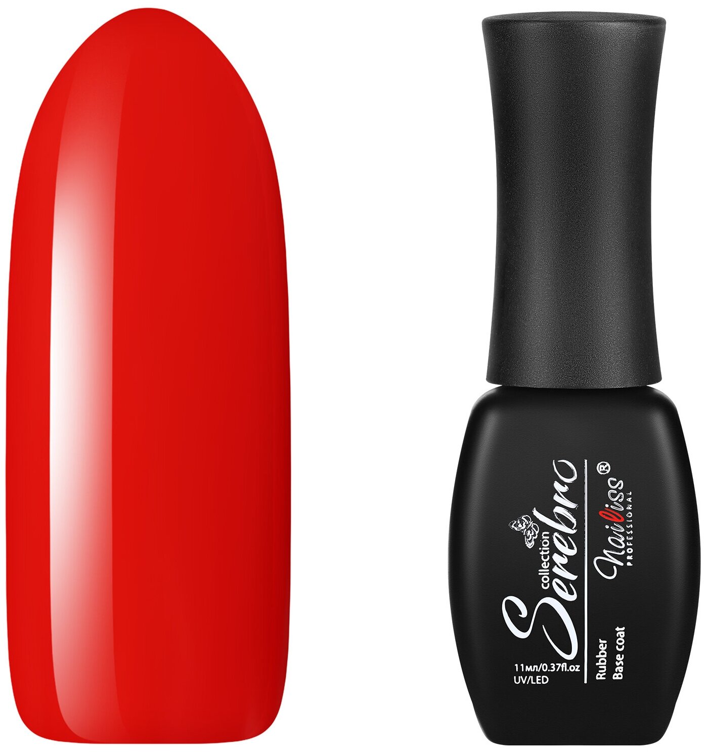 База для гель-лака Serebro самовыравнивающаяся плотная основа для ногтей, красная, 11 мл