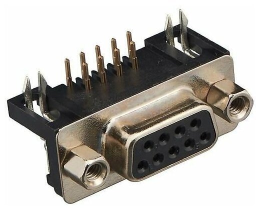 DRB-9FA, Разъем D-SUB 9 контактов, гнездо на плату, прямой угол 7.2мм / 4 штуки
