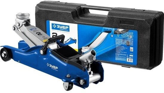Домкрат гидравлический подкатной Зубр T35 43056-2-K, 85-330 мм, 2т, кейс