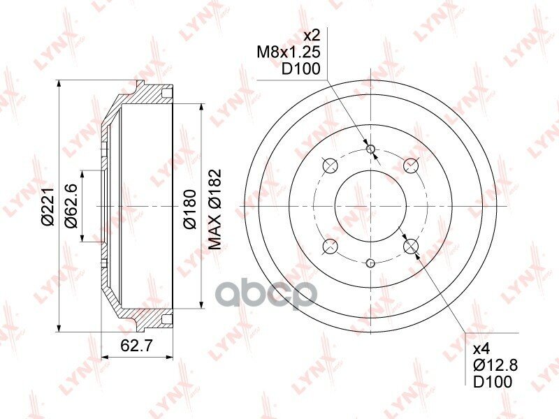 Барабан тормозной (180x45) HYUNDAI Accent(LC) 00-05 LYNXauto арт. BM-1067