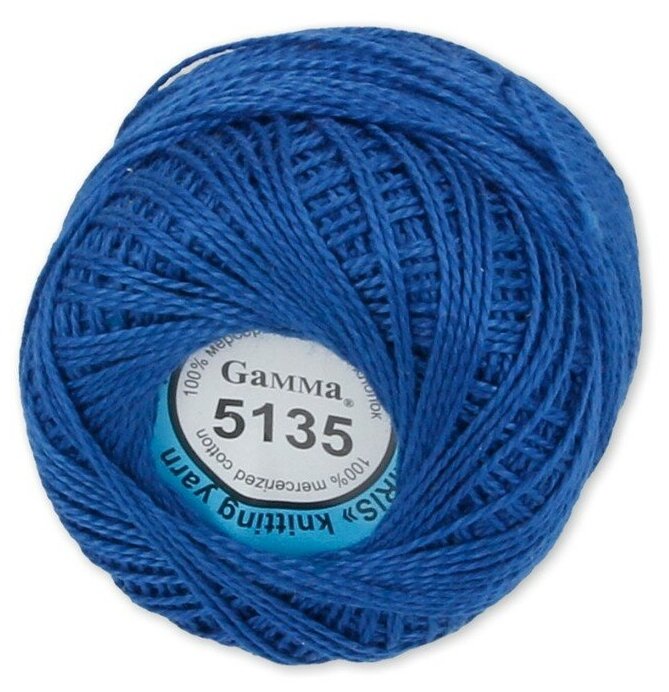 Пряжа "Gamma" Ирис 100% хлопок 10 г 82 м №5135 васильковый