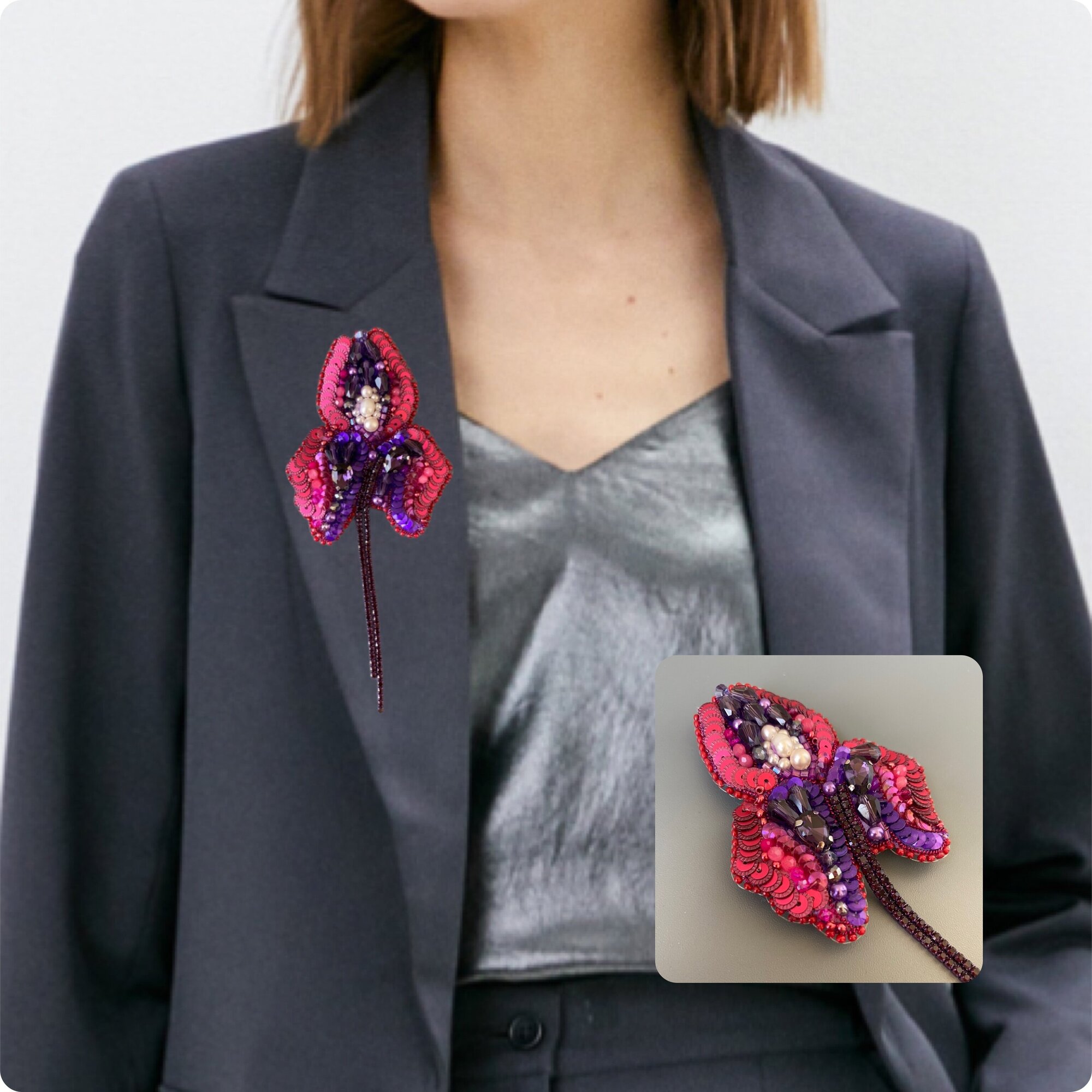 Брошь, жемчуг пресноводный, хрусталь, кристаллы Preciosa