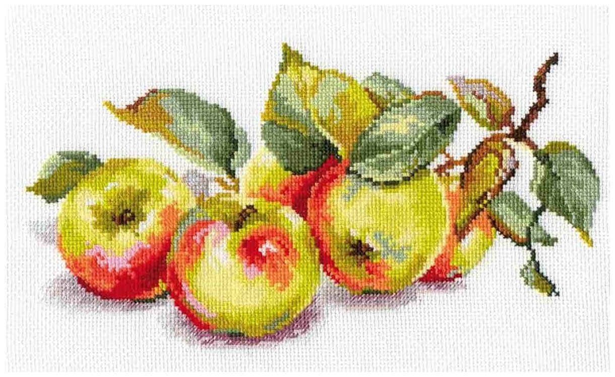 Набор для вышивания крестом Алиса "Яблоки" 27х15 см 5-09 Творческий набор с комплектом качественных цветных ниток мулине, хлопковой канвой, удобной иглой, схемой и подробной инструкцией