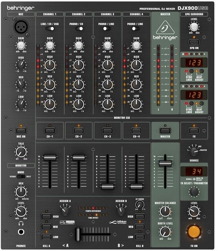 DJ-микшер со счетчиком темпа и USB Behringer DJX900USB