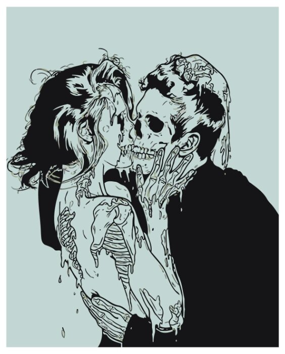 Хоррор поцелуй Раскраска картина по номерам на холсте