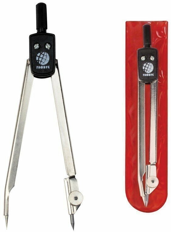 Циркуль для начальных классов, 125 мм, стальной, никелированный, чехол ПВХ, ЦЧ-20-10