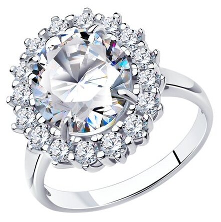 Кольцо, серебро, 925 проба, фианит