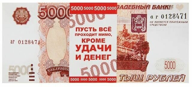 Пачка купюр для выкупа 5000 , 80 шт, 15 х 6 х 1 см